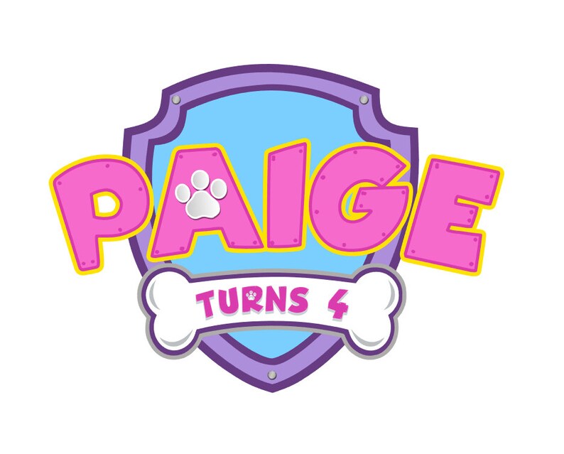 Paw patrol logo for girls customized with name at png format | Etsy