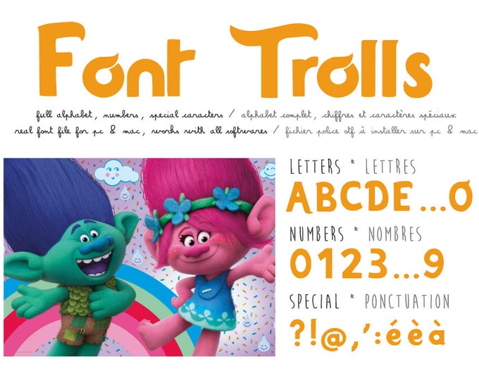 Trolls Font - Real Otf and Ttf to Install - Compatible PC and Mac - in ...