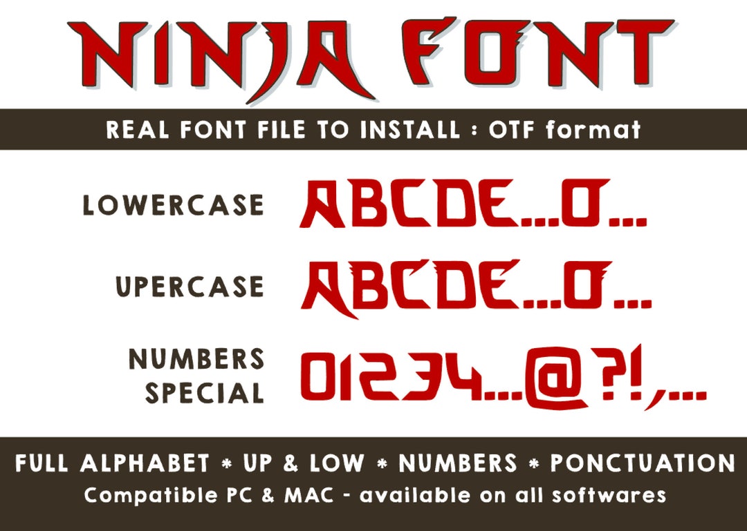 Ninja Ttf Font in Instant Download - Etsy