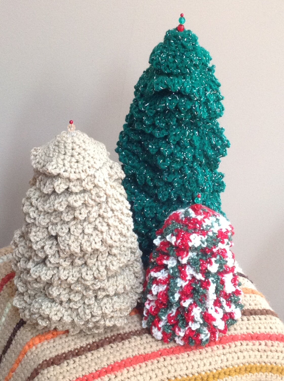 Handmade 3-D Crocheted Christmas Tree Trio - Etsy