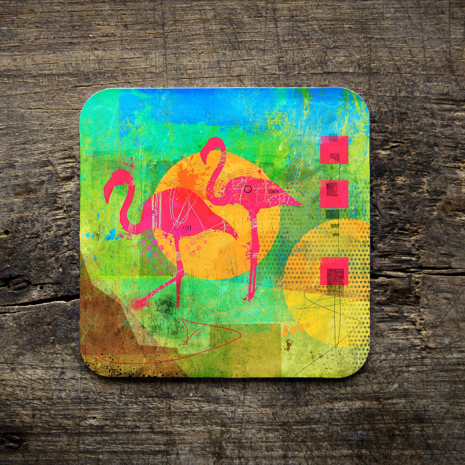 Flamingo Streetart Graffiti Illustrated Coaster - Etsy