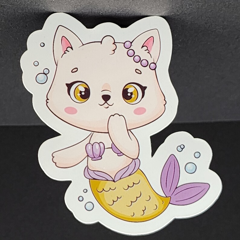 Cute Kitten Mermaid Sticker Set of 11-waterproof Stickers to Decorate ...