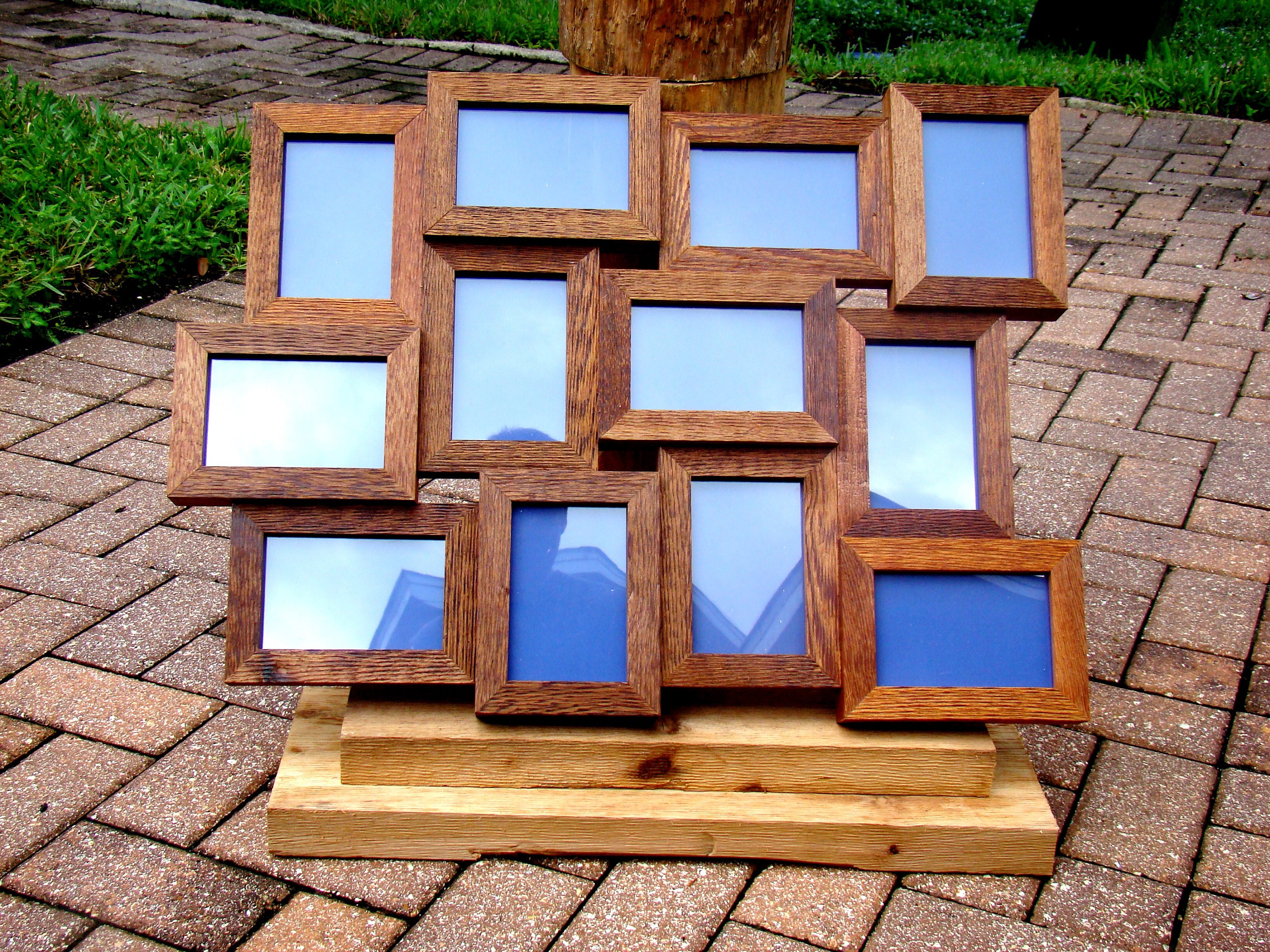 Rustic Barn Wood Style Picture Collage Frame W Openings For Four 4x6 