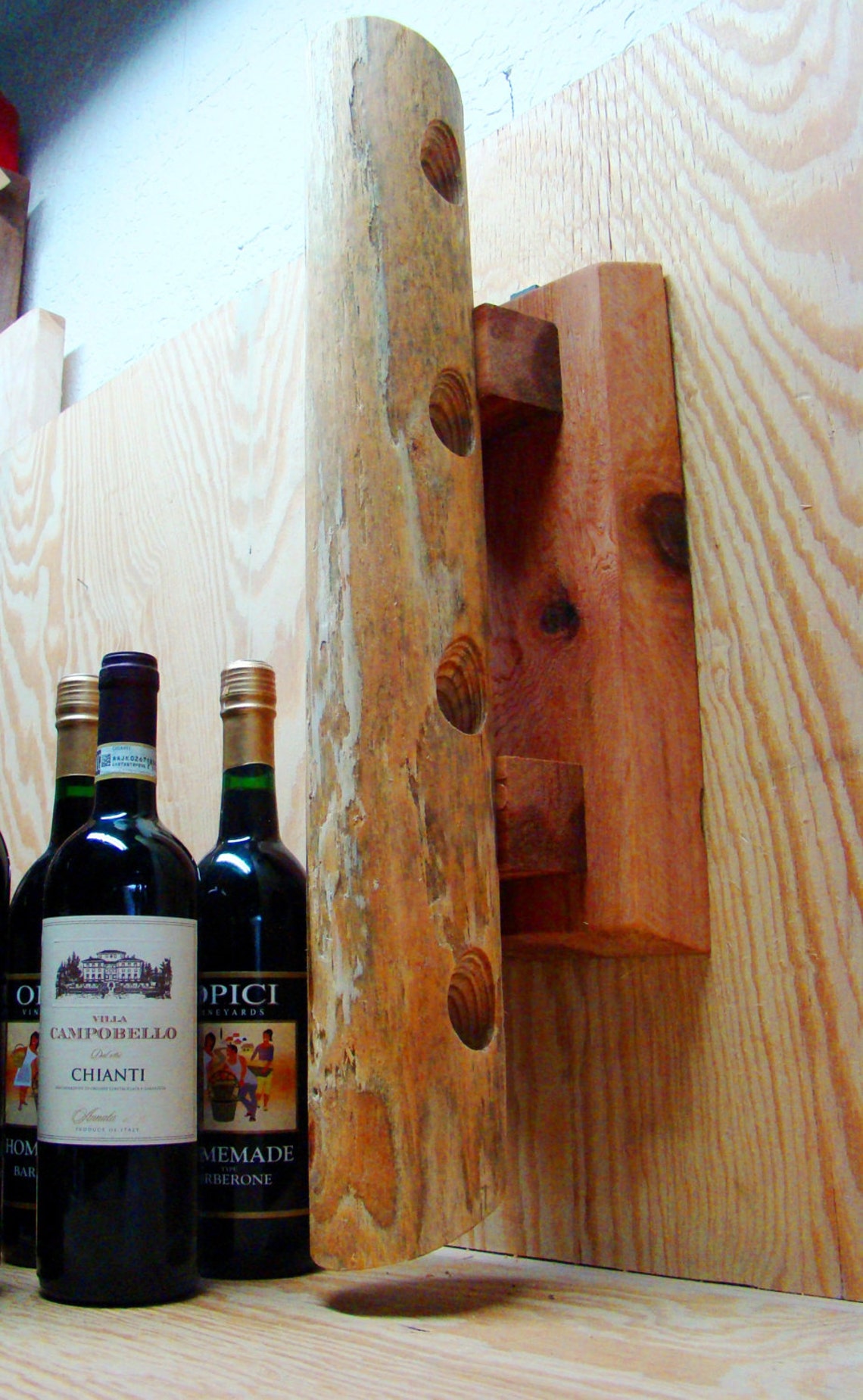 Wood Wall Wine Rack Handmade Bottle Display / Wood Bottle - Etsy