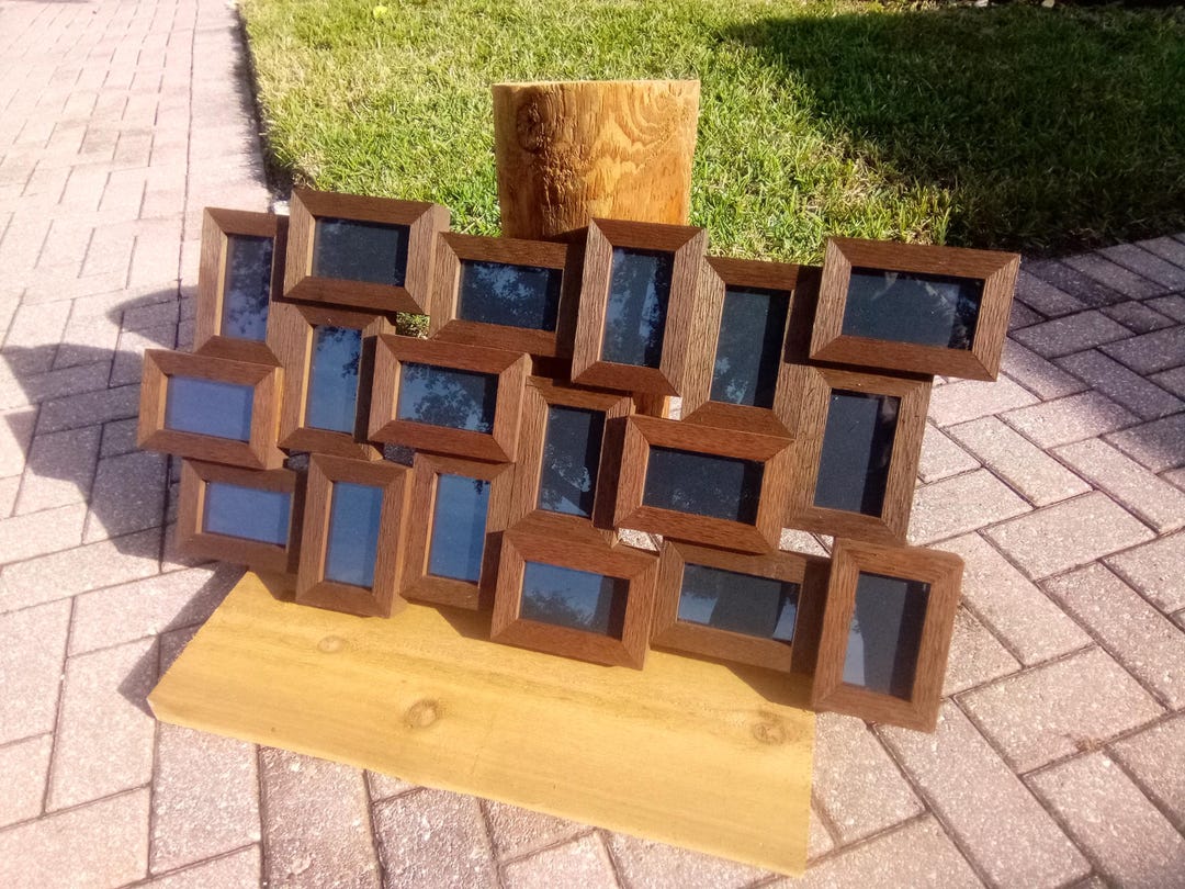 18 Opening Wood Collage Picture Frame - Rustic Weathered Handmade 4x6 ...