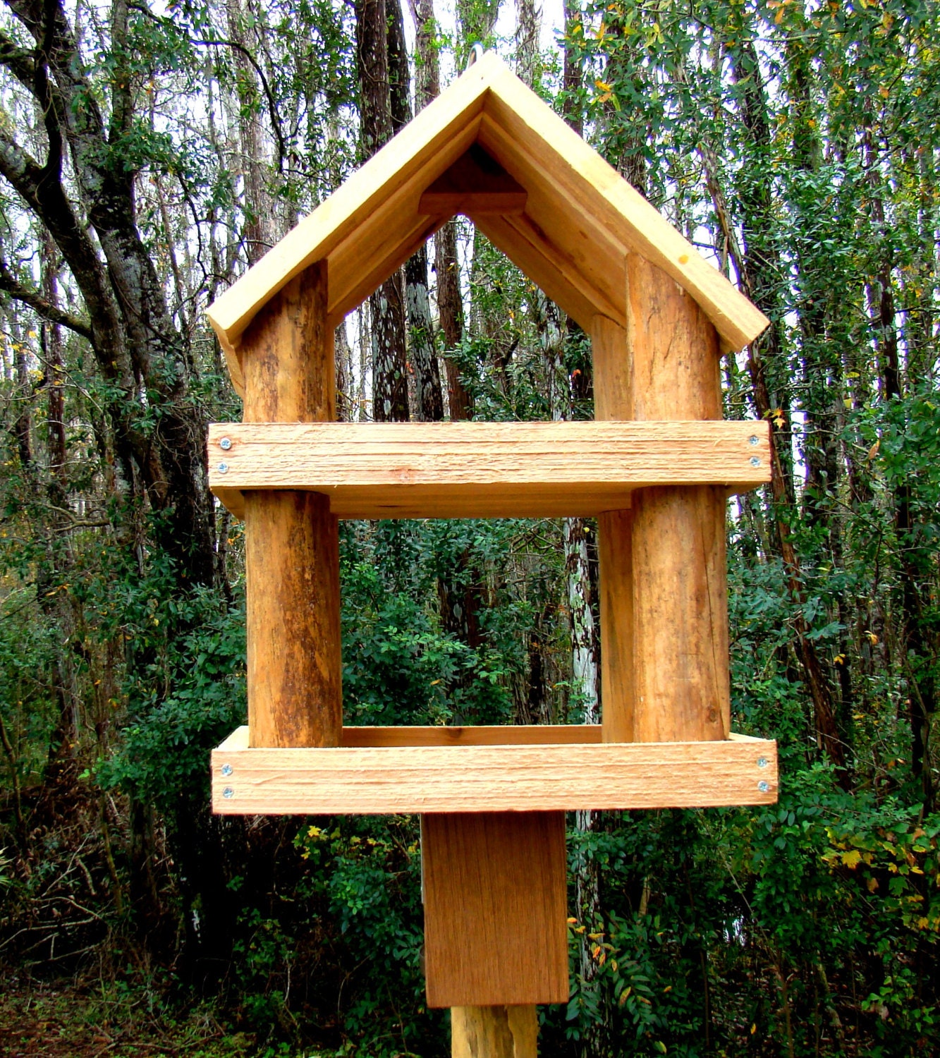 Large Rustic Wood Platform Bird Feeder Has 2 Levels Use as a - Etsy