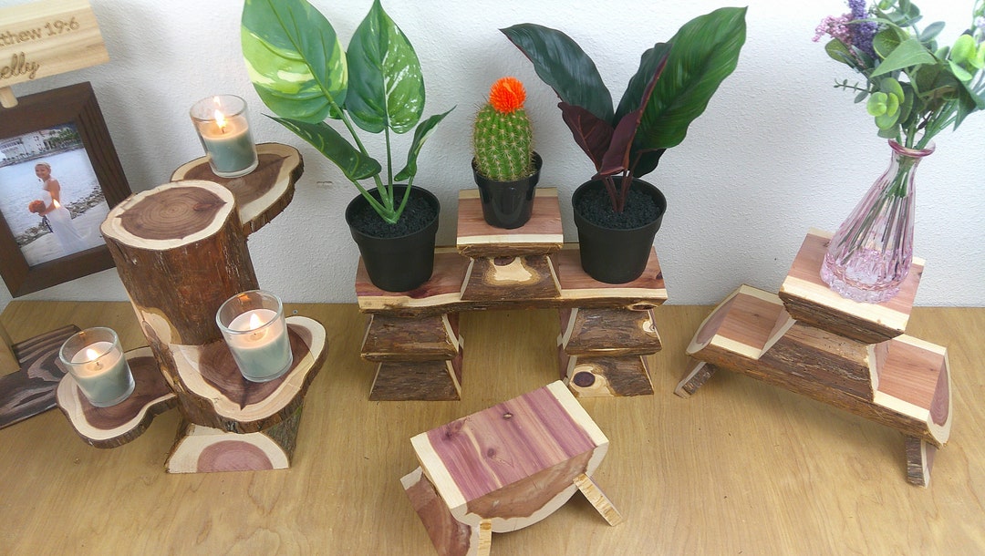 Wood Display Riser, Plant Riser - Wooden Risers Rustic Handmade - Wood ...
