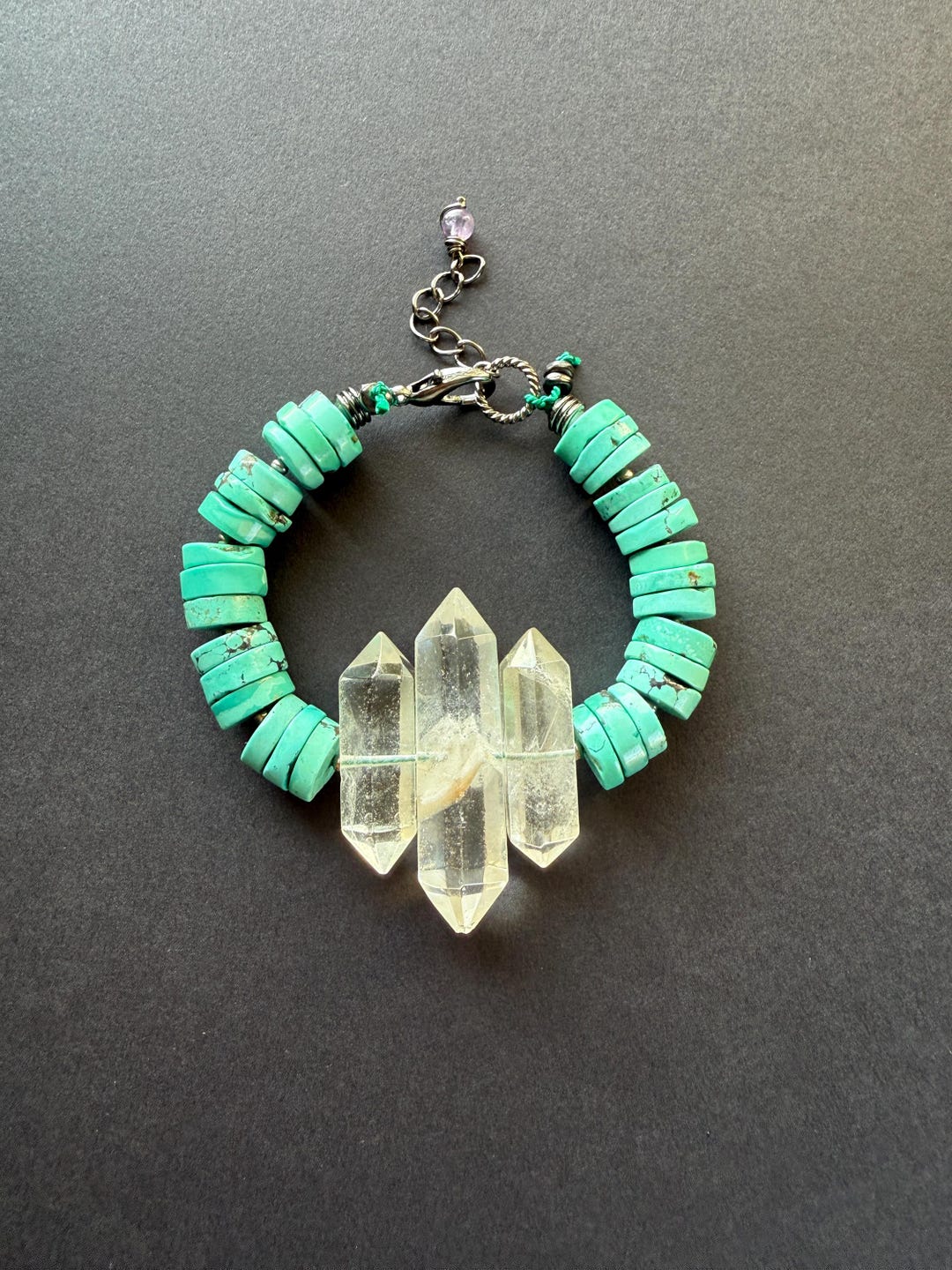 Quartz & Turquoise Beaded Bracelet: Gemstone Crystal Jewelry - Etsy