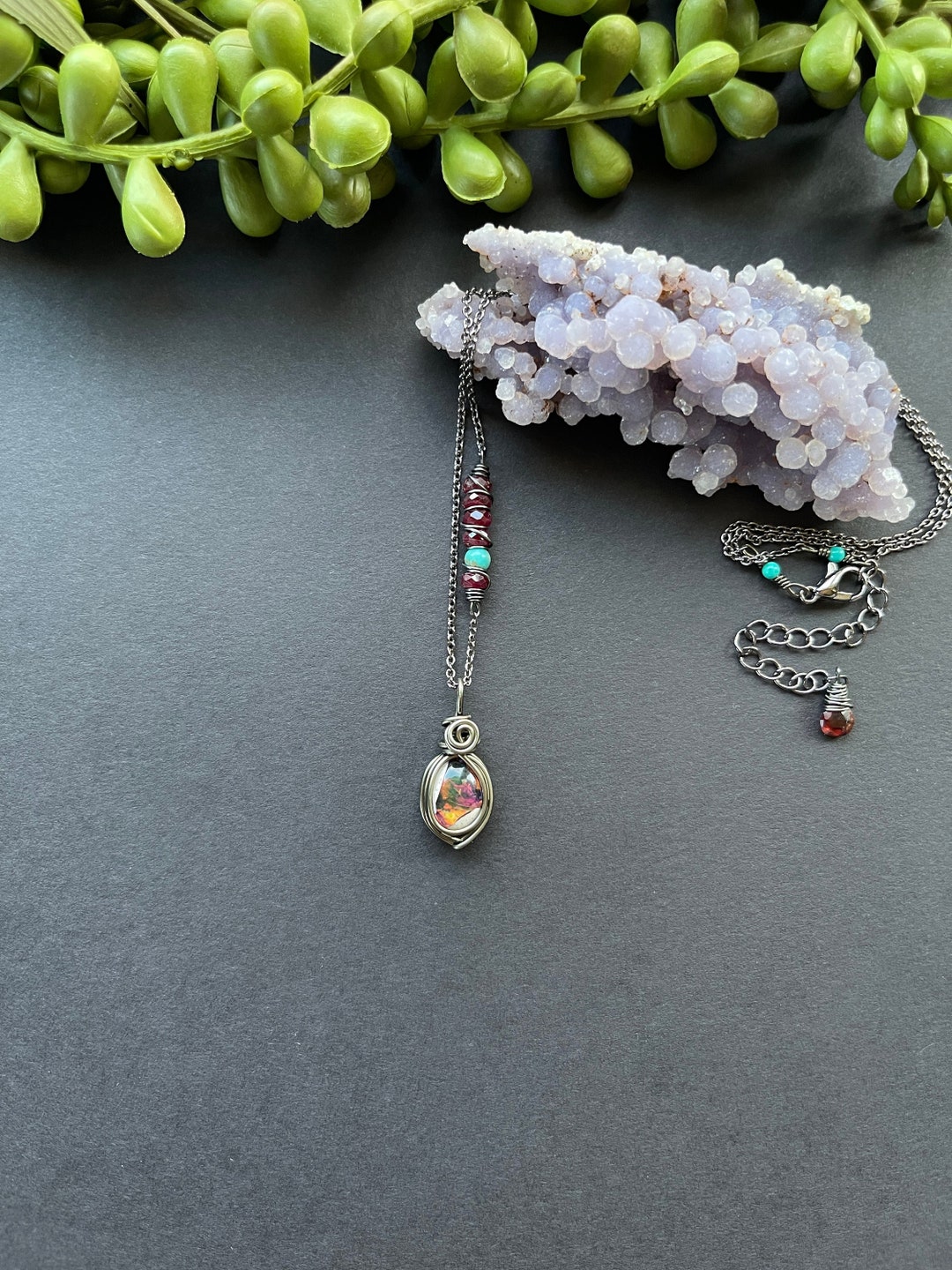 Short Matrix Opal & Ruby Necklace Matrix Opal Necklace Opal Necklaces ...