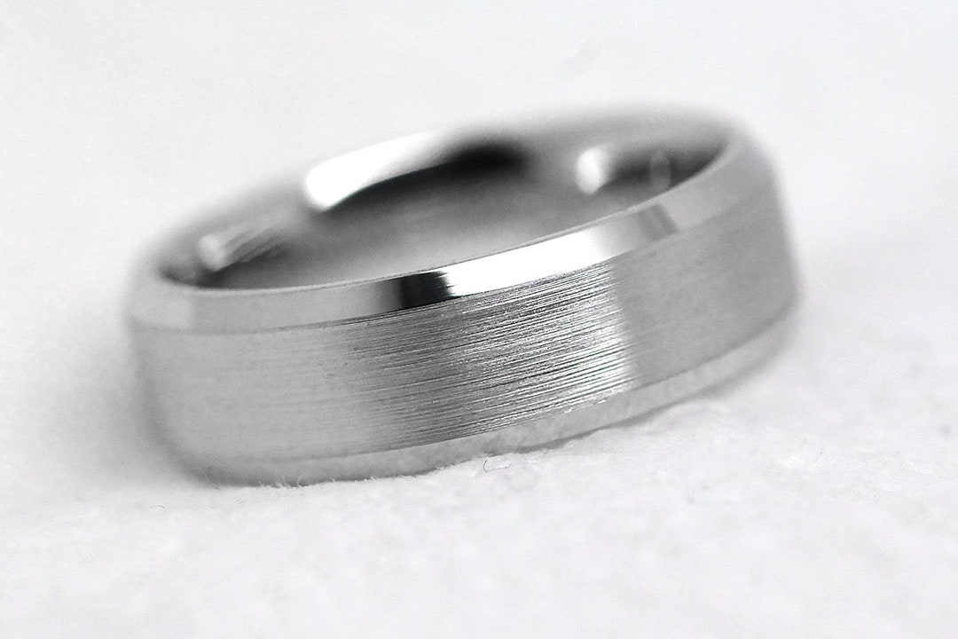 6mm 925 Sterling Silver Wedding Band for Men | Beveled Edge Wedding ...