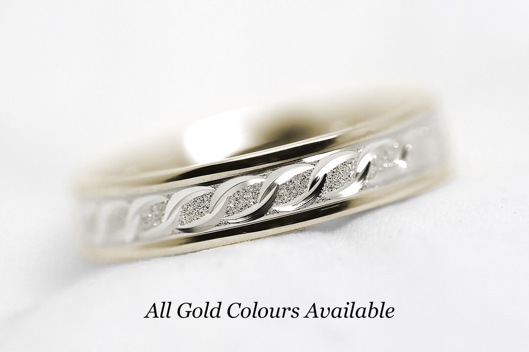 4mm Solid 18k Gold Infinity Wedding Ring Women Men, Sparkly Diamond ...