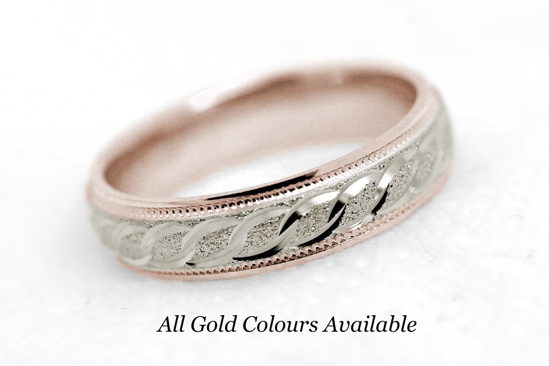 4mm Solid 10k Gold Infinity Wedding Band Women, Sparkly Diamond Dust ...