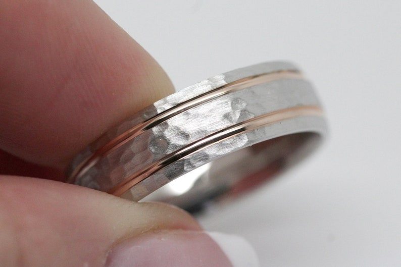 6mm 925 Silver Ring Wedding Ring With Gold Inlays Silver - Etsy