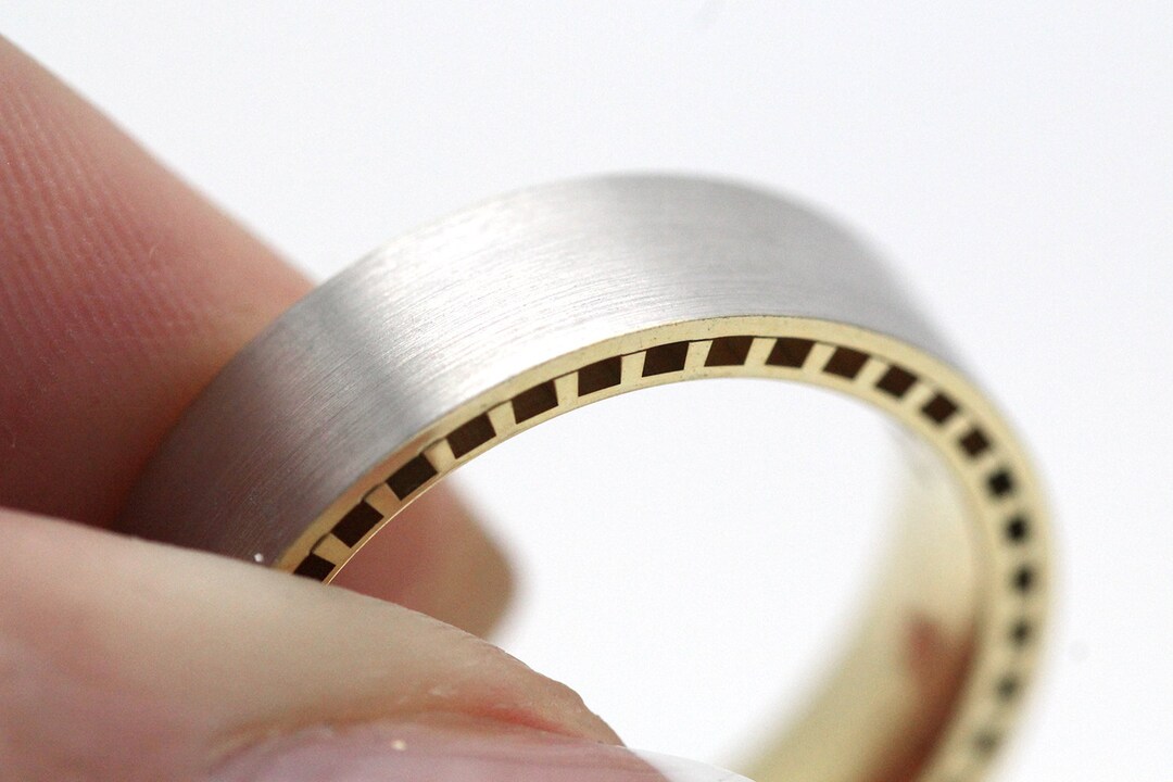 6mm 10K Gold Wedding Band for Men • Personalize Two Toned Gold Wedding ...
