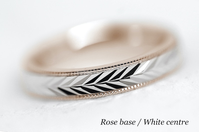 3 Mm 10K Solid Gold Wedding Band Women Men, Two Tone Gold Wheat Ring ...