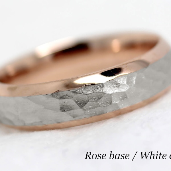 Two Tone Hammered Wedding Bands - Etsy