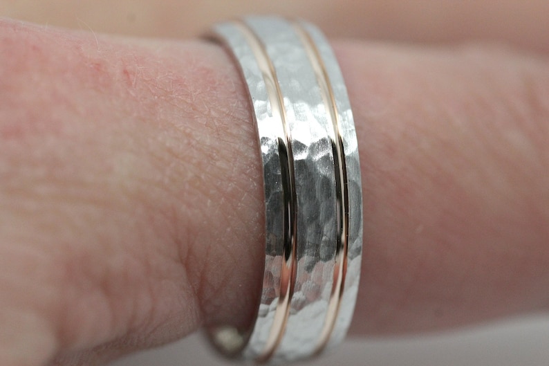 6mm 925 Silver Ring Wedding Ring With Gold Inlays Silver - Etsy