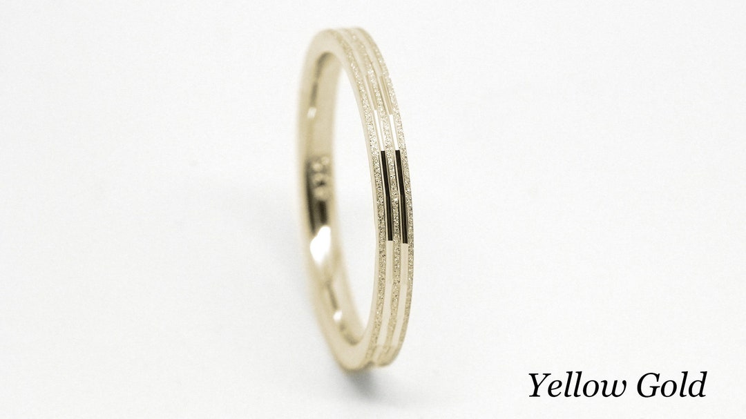 2mm Solid 10k Gold Wedding Band for Women, Stacking Stardust Gold ...