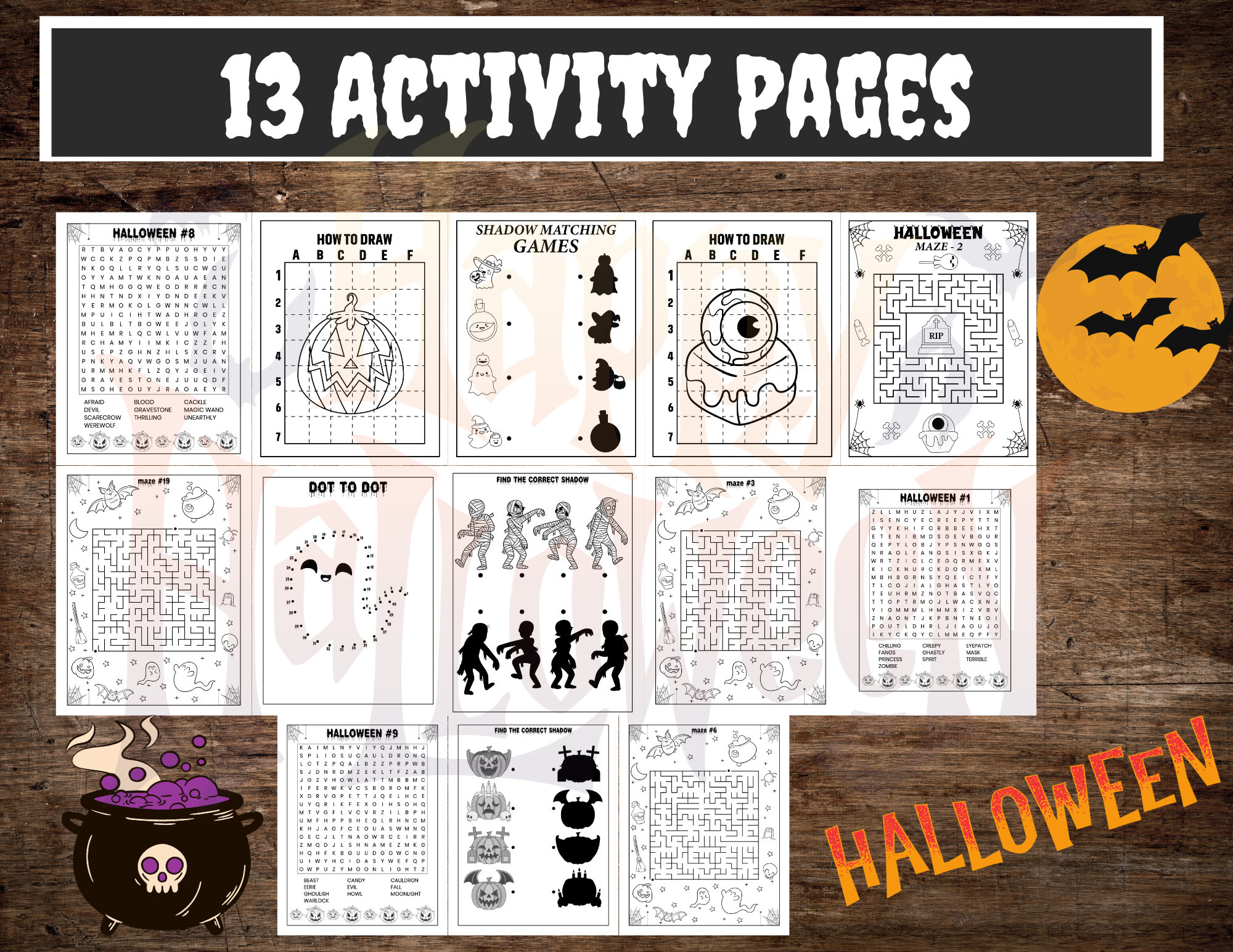 Halloween Coloring and Activity Pages - Etsy
