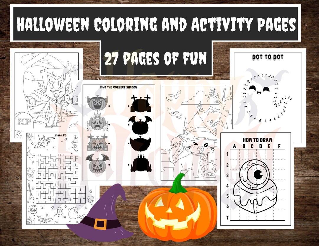 Halloween Coloring and Activity Pages - Etsy