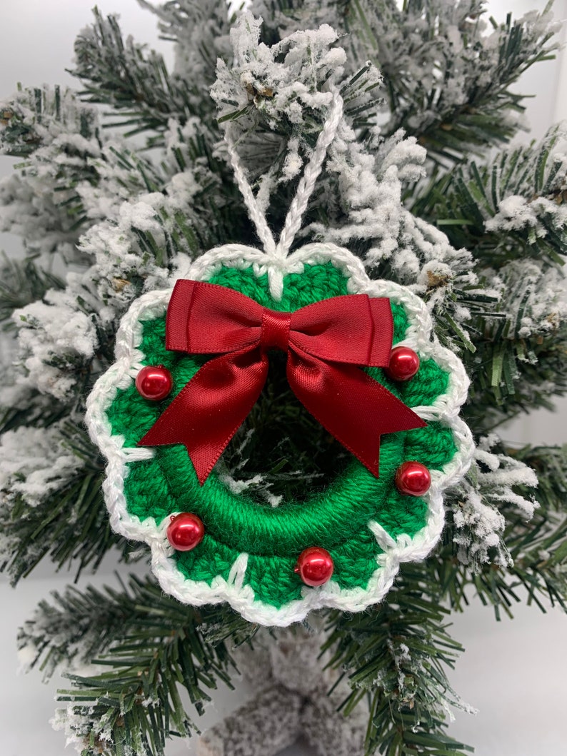 Crochet Christmas Tree Wreaths Decorations - Etsy