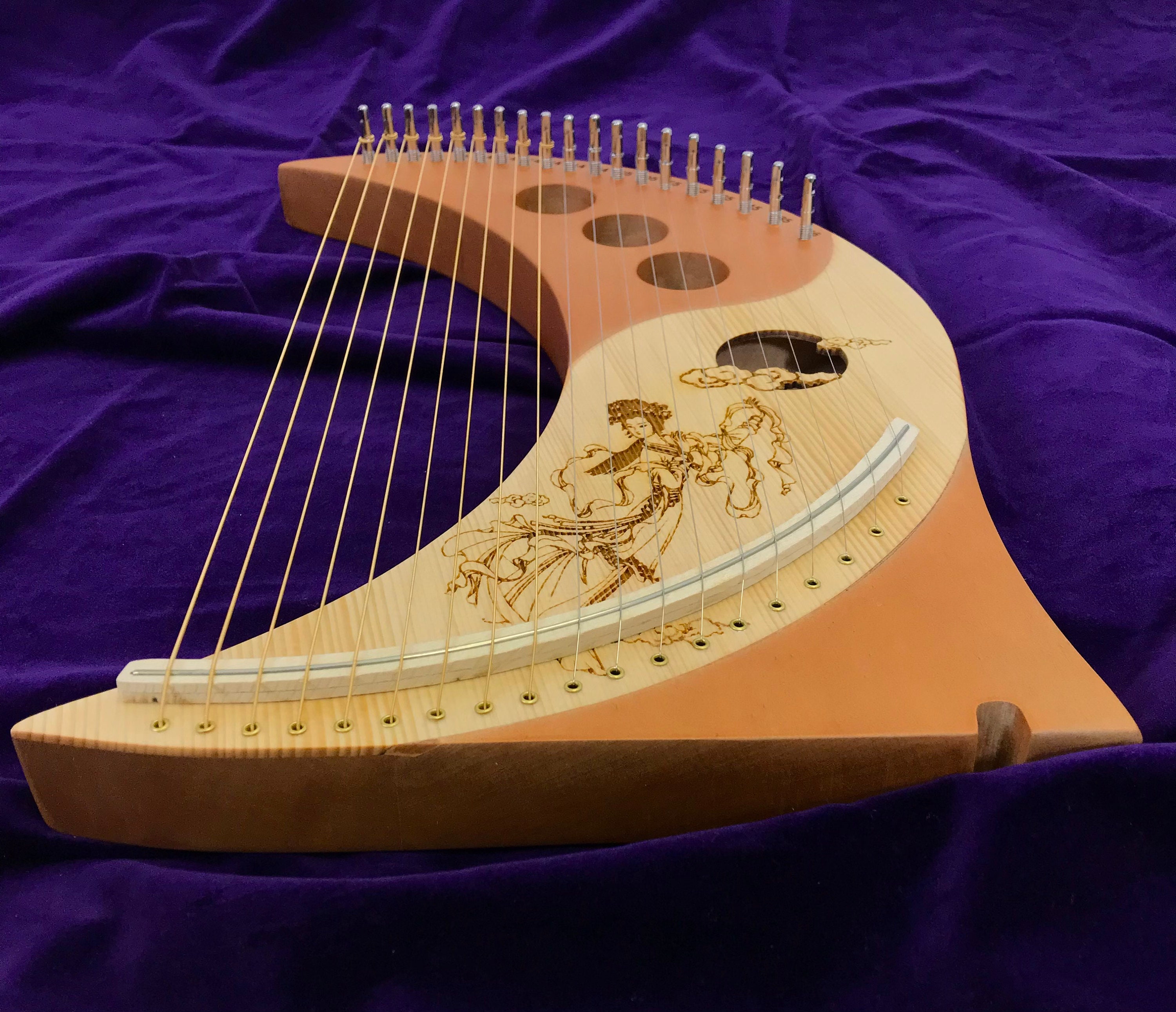 Wooden 19 String Harp Moon Lyre Harp for Adult Moon Wood - Etsy UK