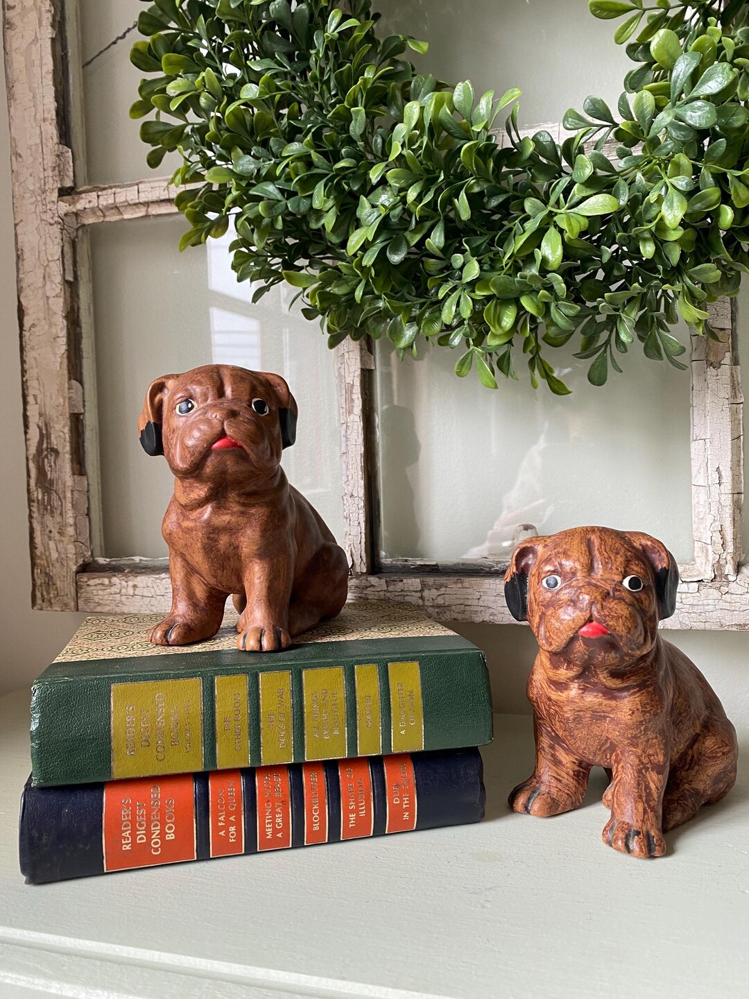 Pair of Hand Painted Vintage Bill Dog Figurines - Etsy
