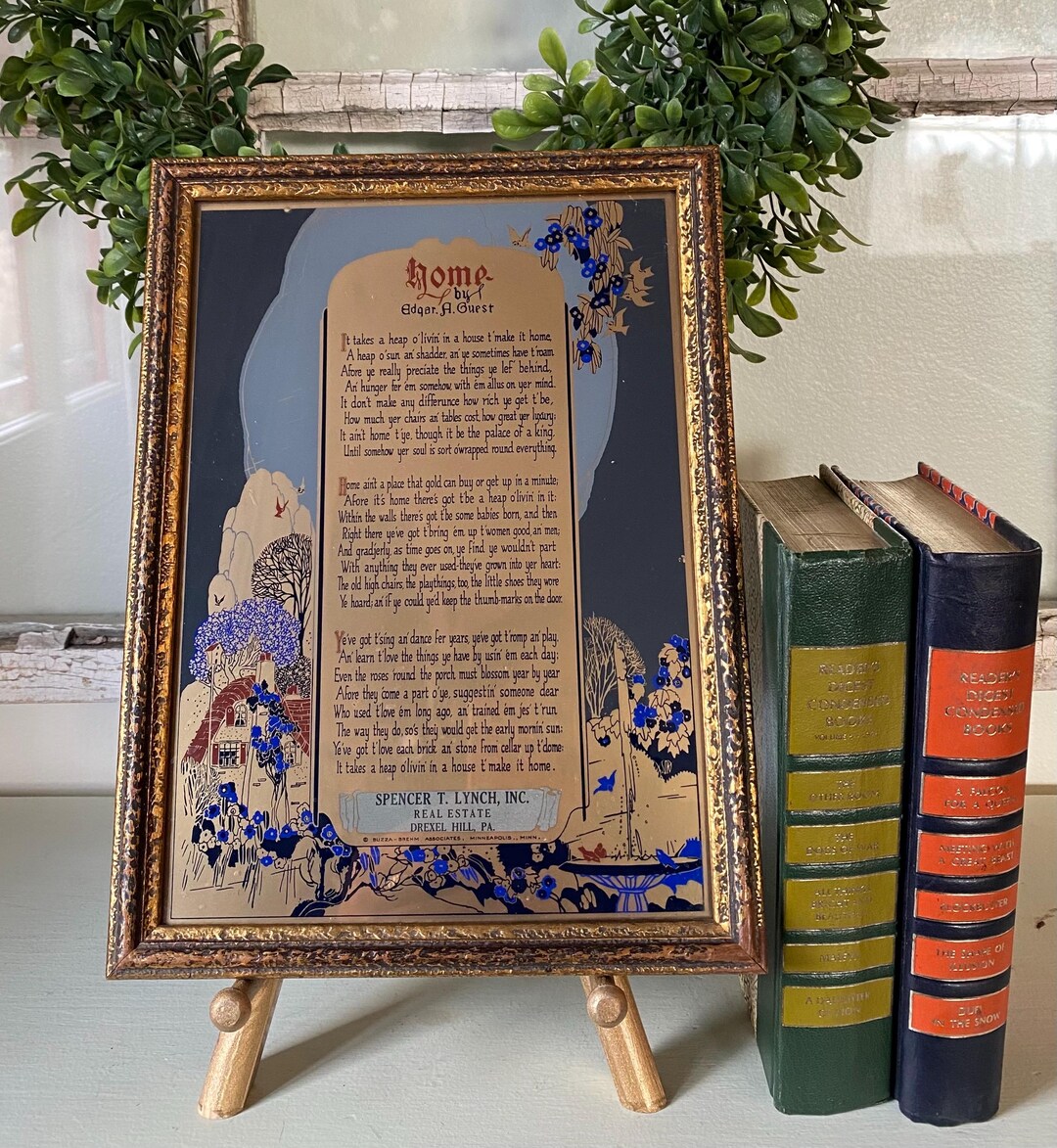 Vintage 1930s Framed “home” Poem- Edgar A. Guest- Buzza Motto-reverse ...