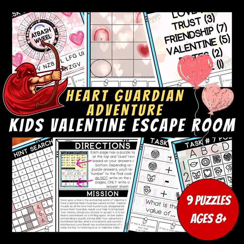 Printable Valentine's Day Escape Room, Birthday Party Games, Kids ...