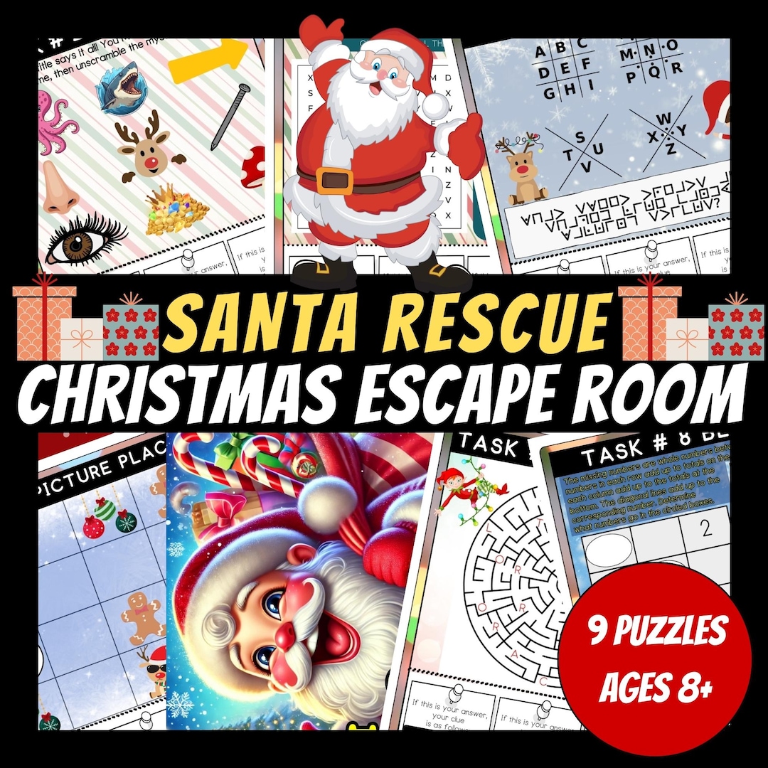 Christmas Printable Escape Room for Kids, Holiday Party Games, Kids ...