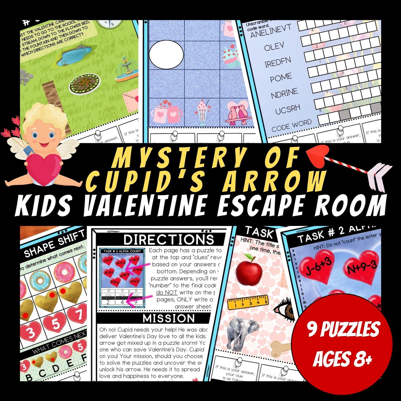 Printable Valentine's Day Escape Room, Birthday Party Games, Kids ...