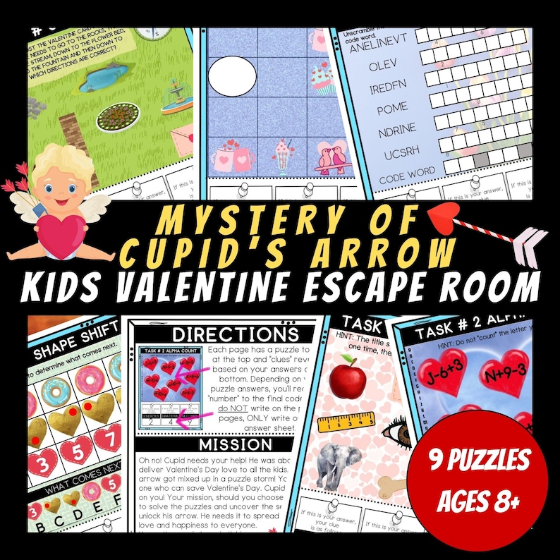 Printable Valentine's Day Escape Room, Birthday Party Games, Kids ...