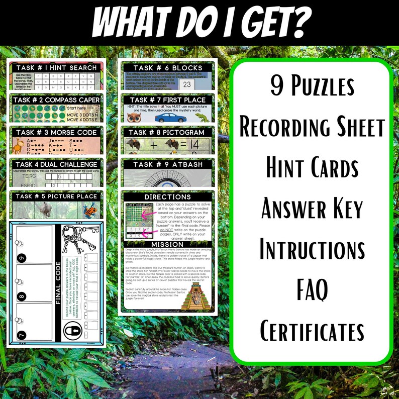 Printable Escape Room for Kids, Jungle Escape Room Kit, Kids Puzzle ...