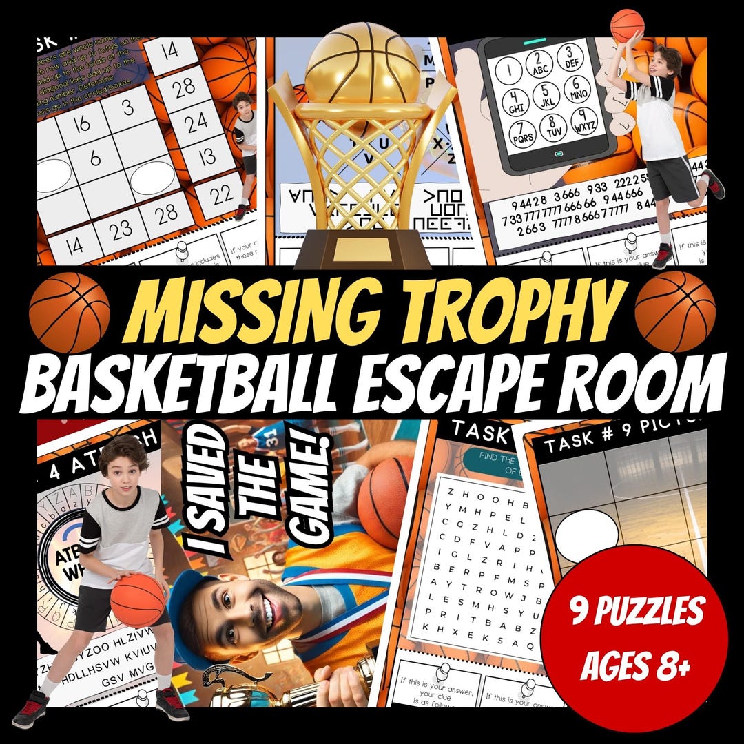 Basketball Themed Escape Room Kit, DIY Printable Game Escape Room for ...