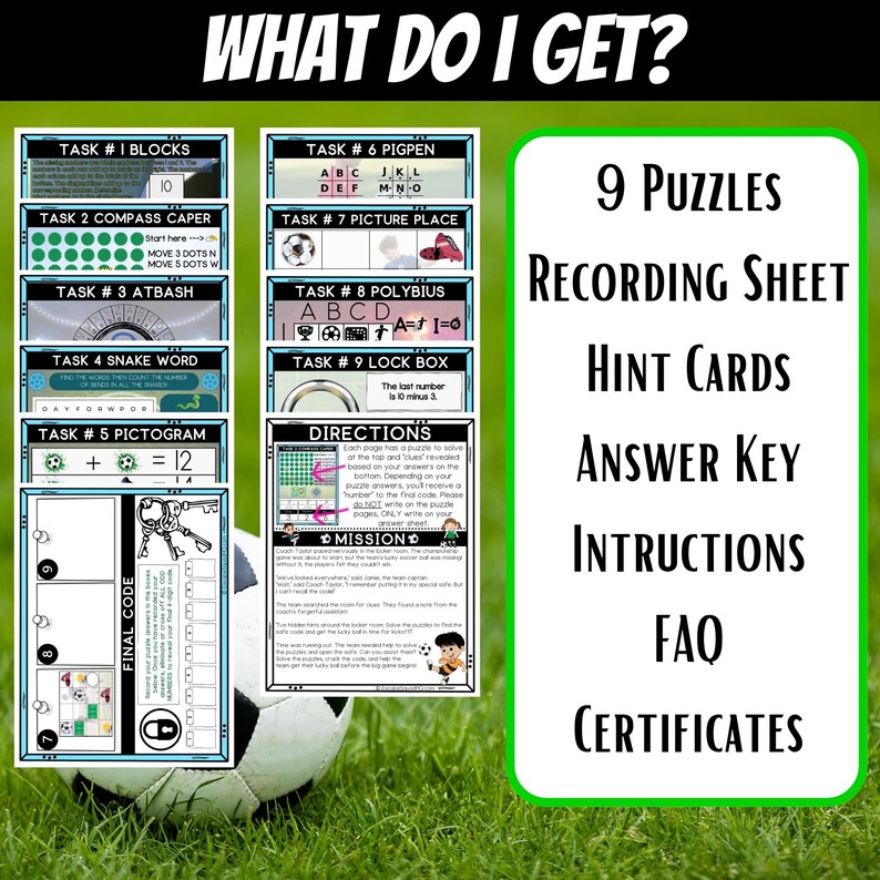 Soccer Escape Room Kit, Printable Escape Room for Kids, Birthday Party ...