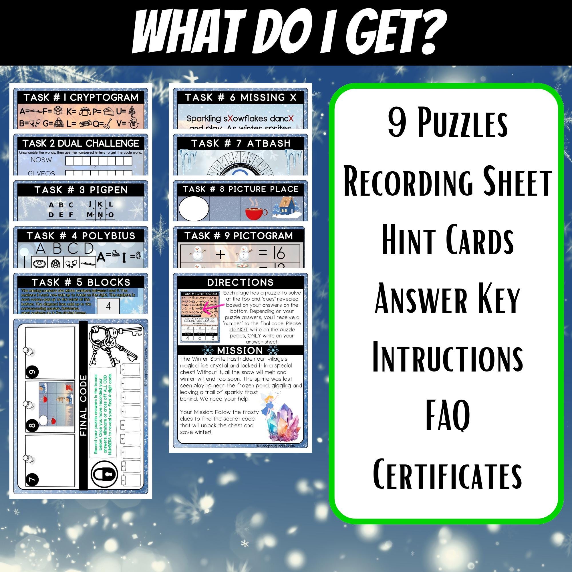 Winter Break Printable Escape Room for Kids, Holiday Party Games ...