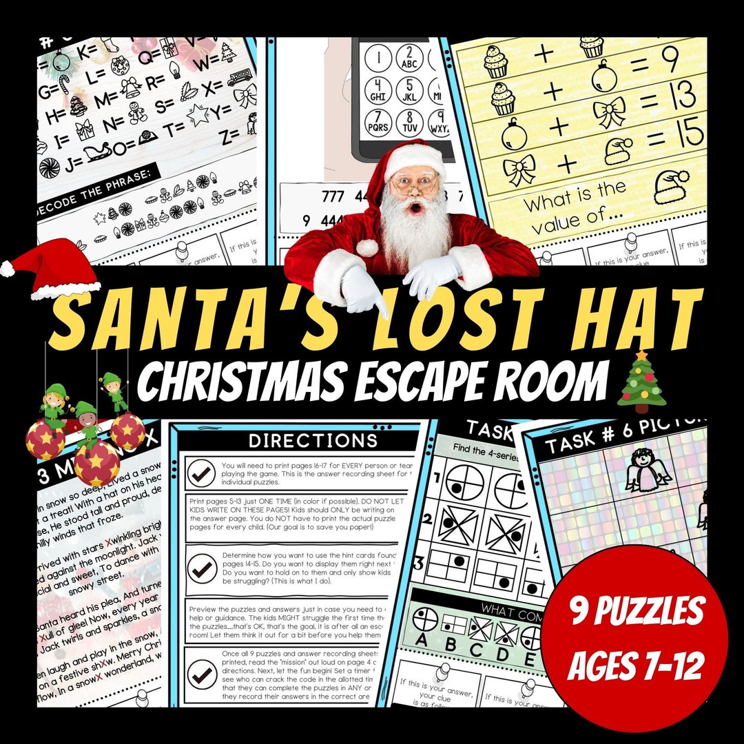 Christmas Printable Escape Room for Kids, Holiday Party Games, Kids ...