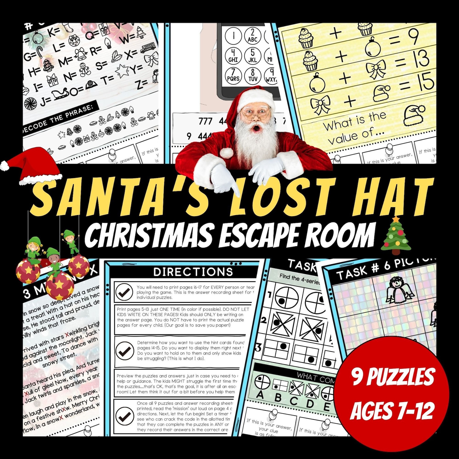 Christmas Printable Escape Room for Kids, Holiday Party Games, Kids ...