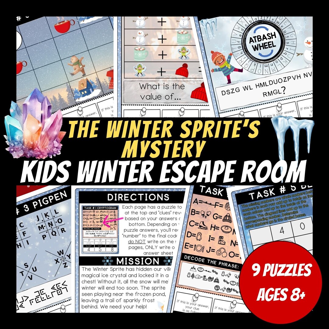 Winter Break Printable Escape Room for Kids, Holiday Party Games ...
