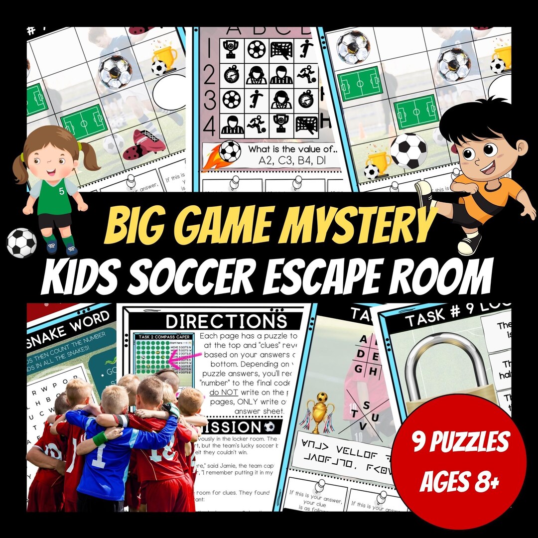 Soccer Escape Room Kit, Printable Escape Room for Kids, Birthday Party ...
