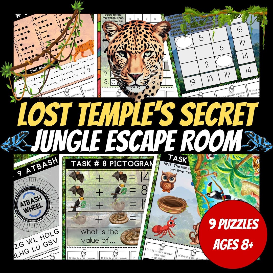 Printable Escape Room for Kids, Jungle Escape Room Kit, Kids Puzzle ...