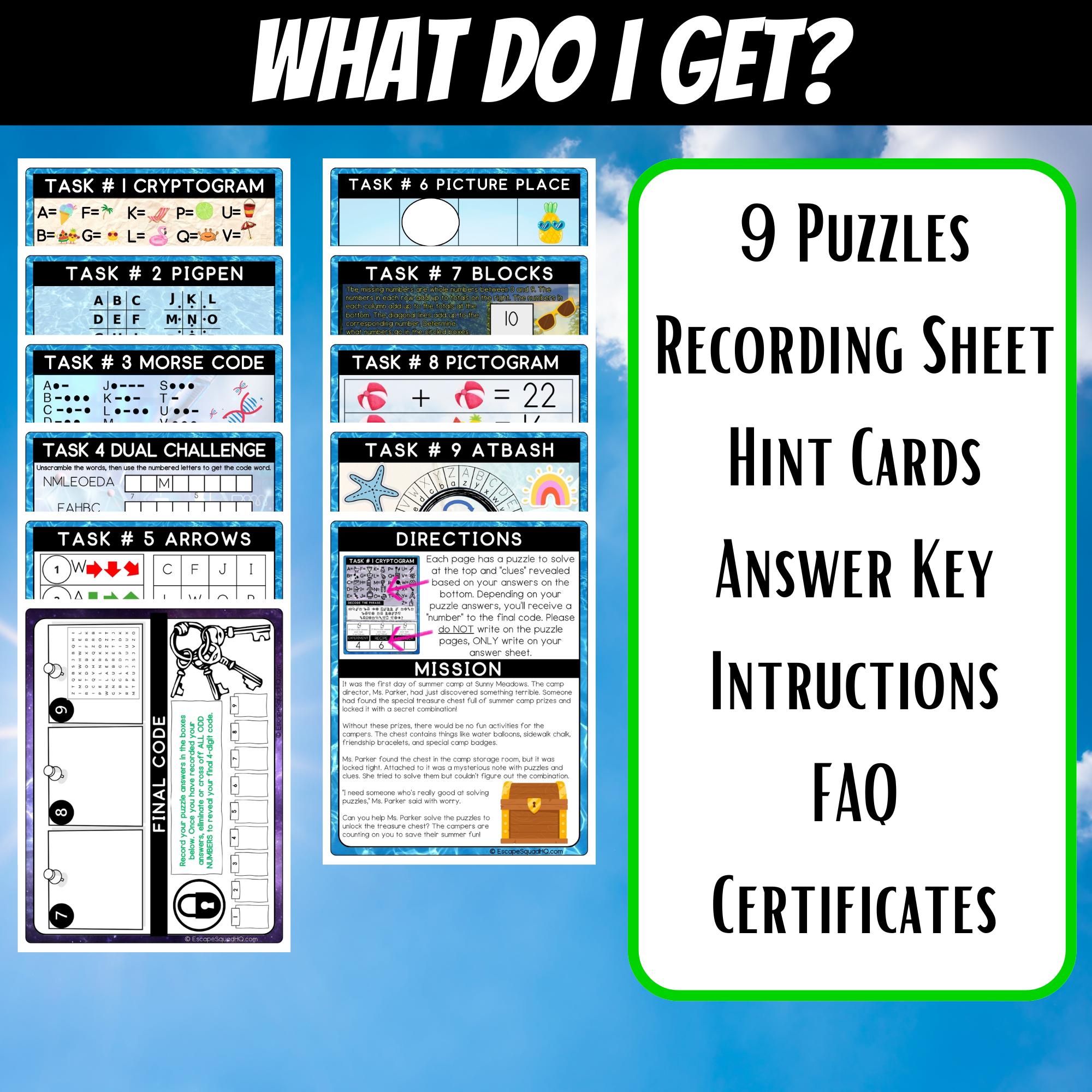 Summer Vacation Escape Room Kit, Birthday Party Games, Kids Puzzles ...