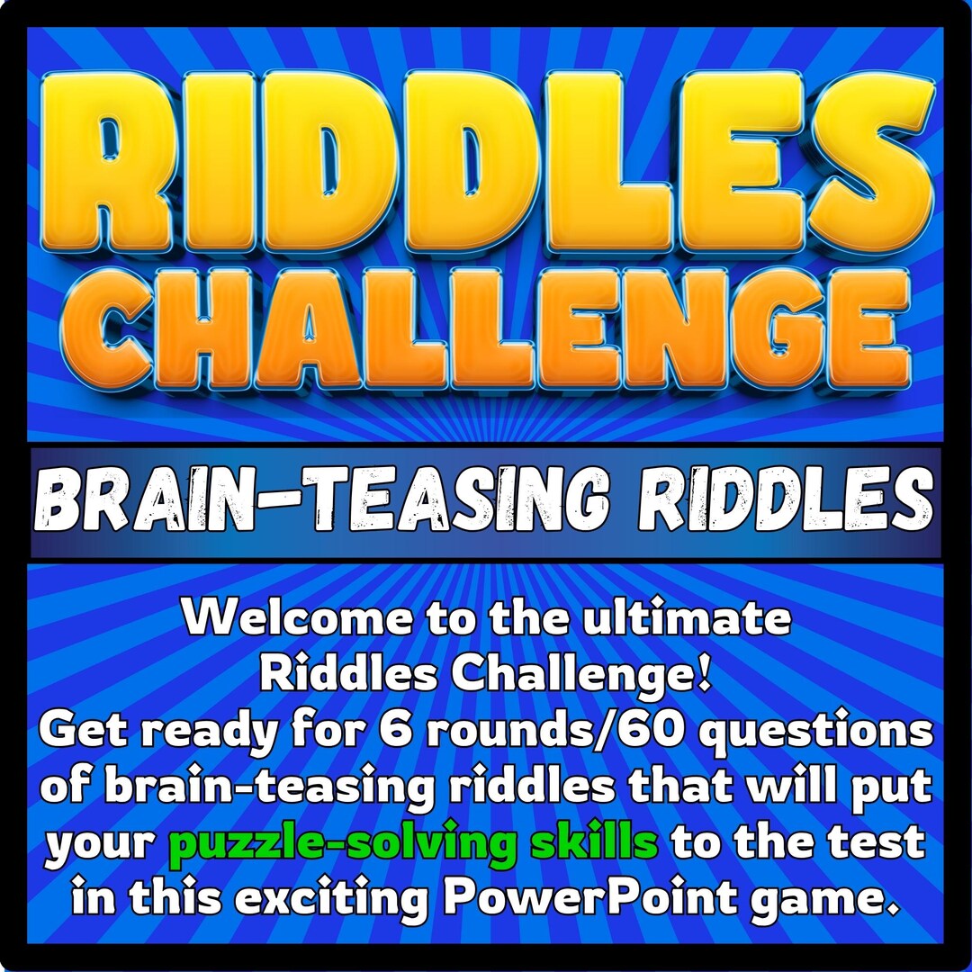 Riddles Challenge Powerpoint Game, Family Fun Game Night, Games for ...