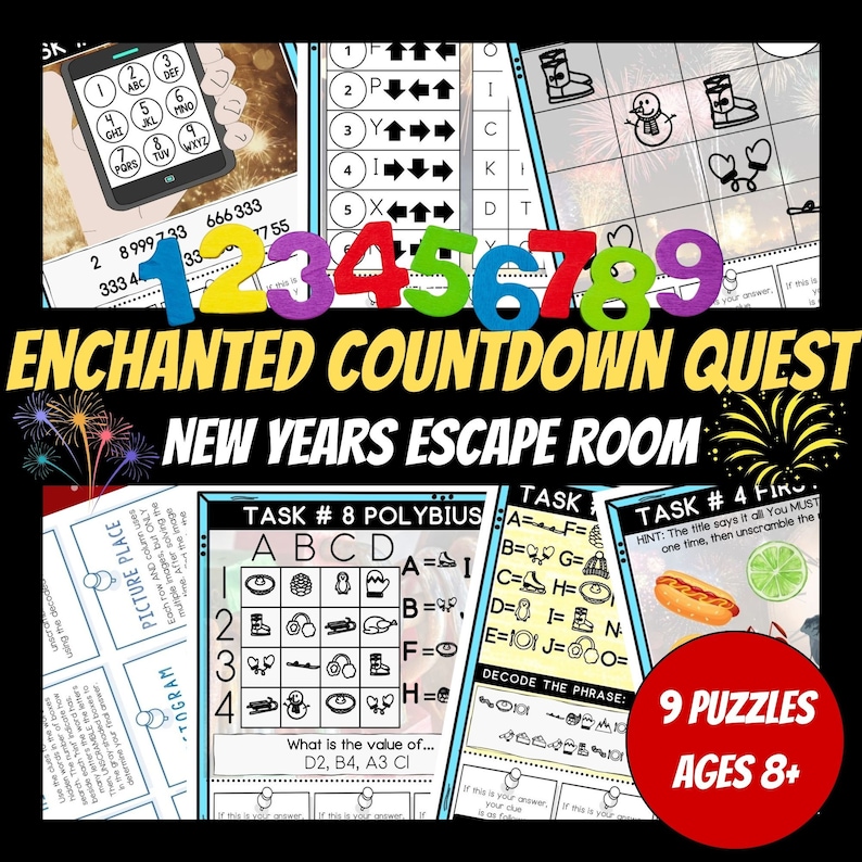 New Years Eve Escape Room for Kids, Holiday Party Games, Kids Puzzles ...