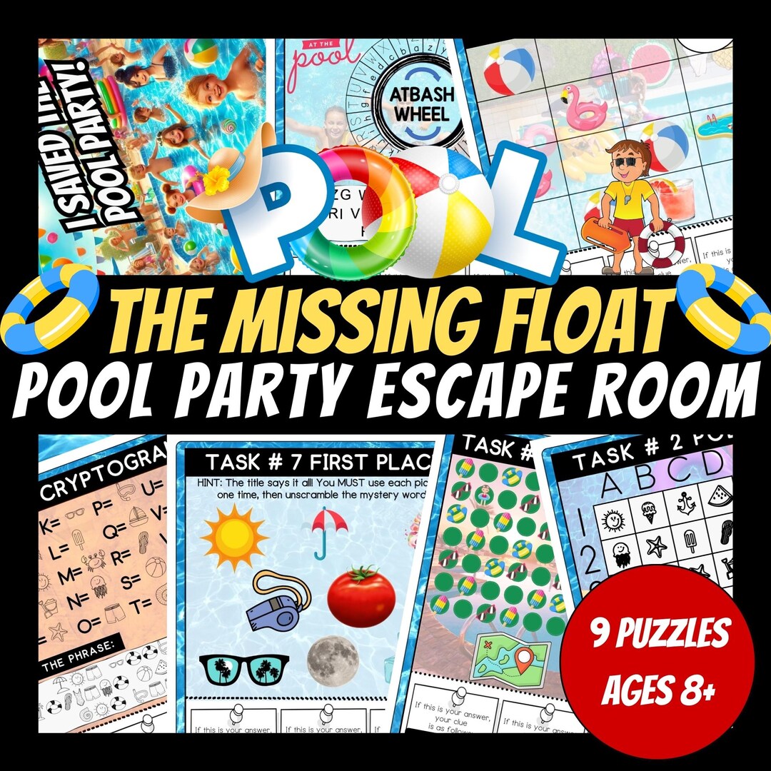 Printable Escape Room for Kids, Pool Party Escape Room Kit, Kids Puzzle ...