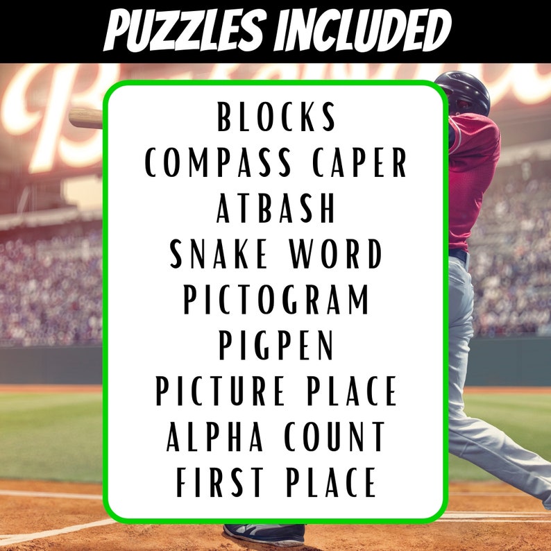 Baseball Escape Room Kit, Printable Escape Room for Kids, Birthday ...