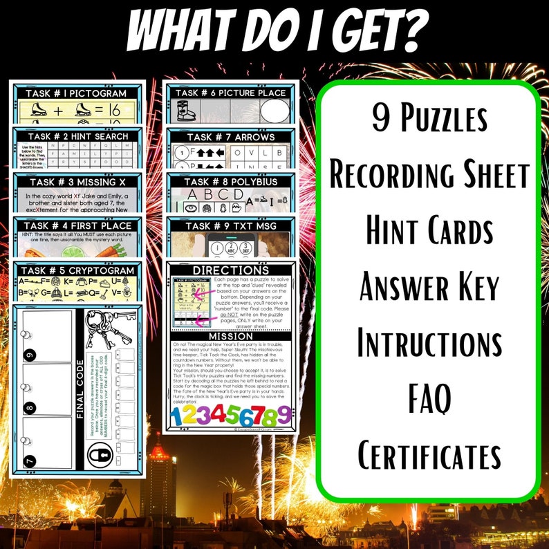 New Years Eve Escape Room for Kids, Holiday Party Games, Kids Puzzles ...