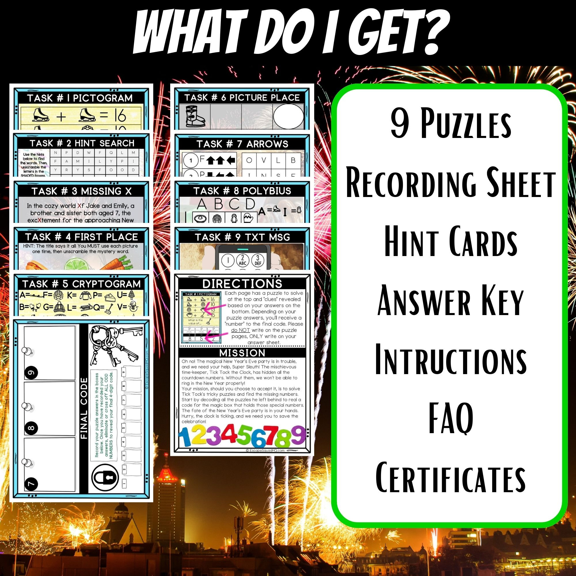 New Years Eve Escape Room for Kids, Holiday Party Games, Kids Puzzles ...