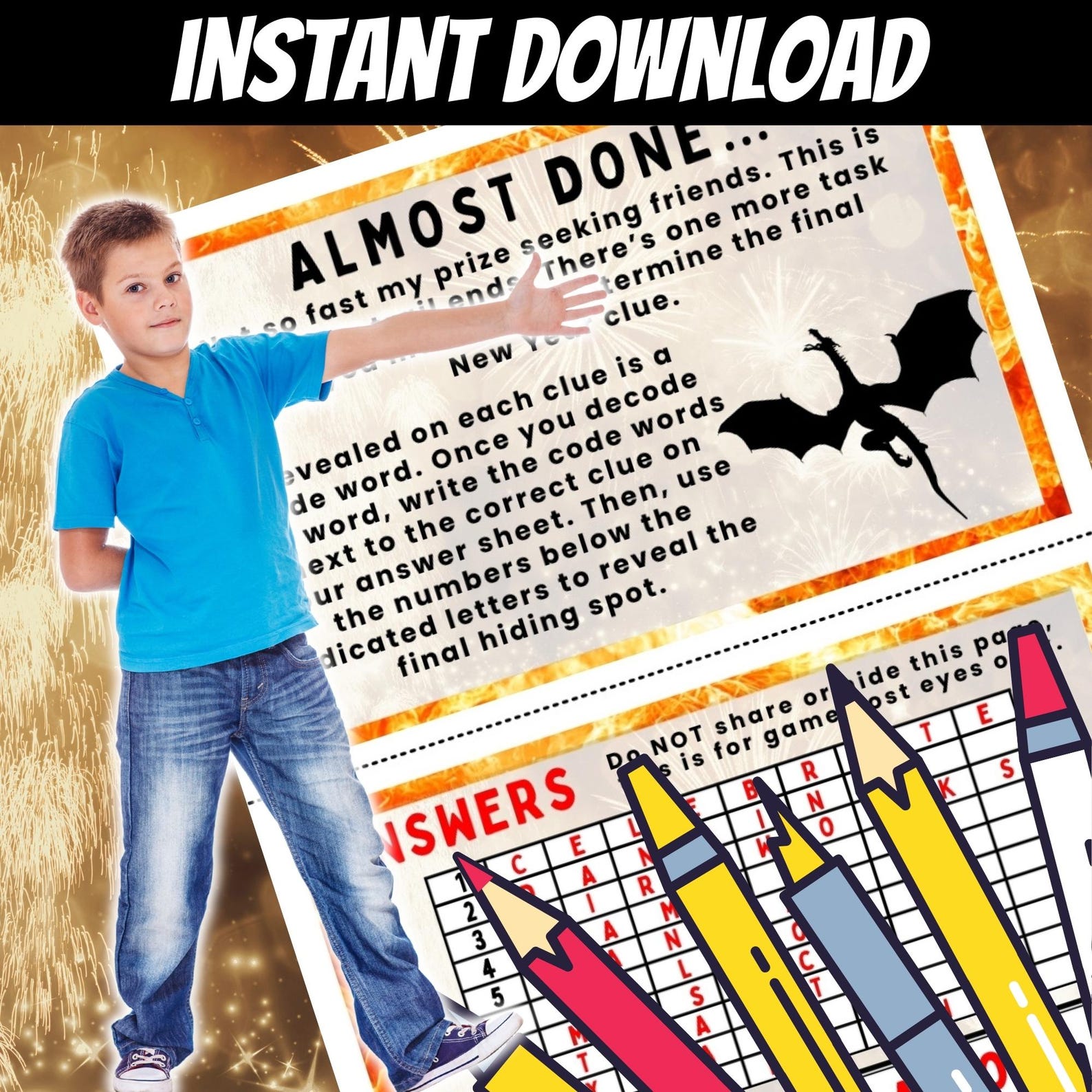 New Years Eve Scavenger Hunt for Kids, Printable Kids Activity, Kids ...