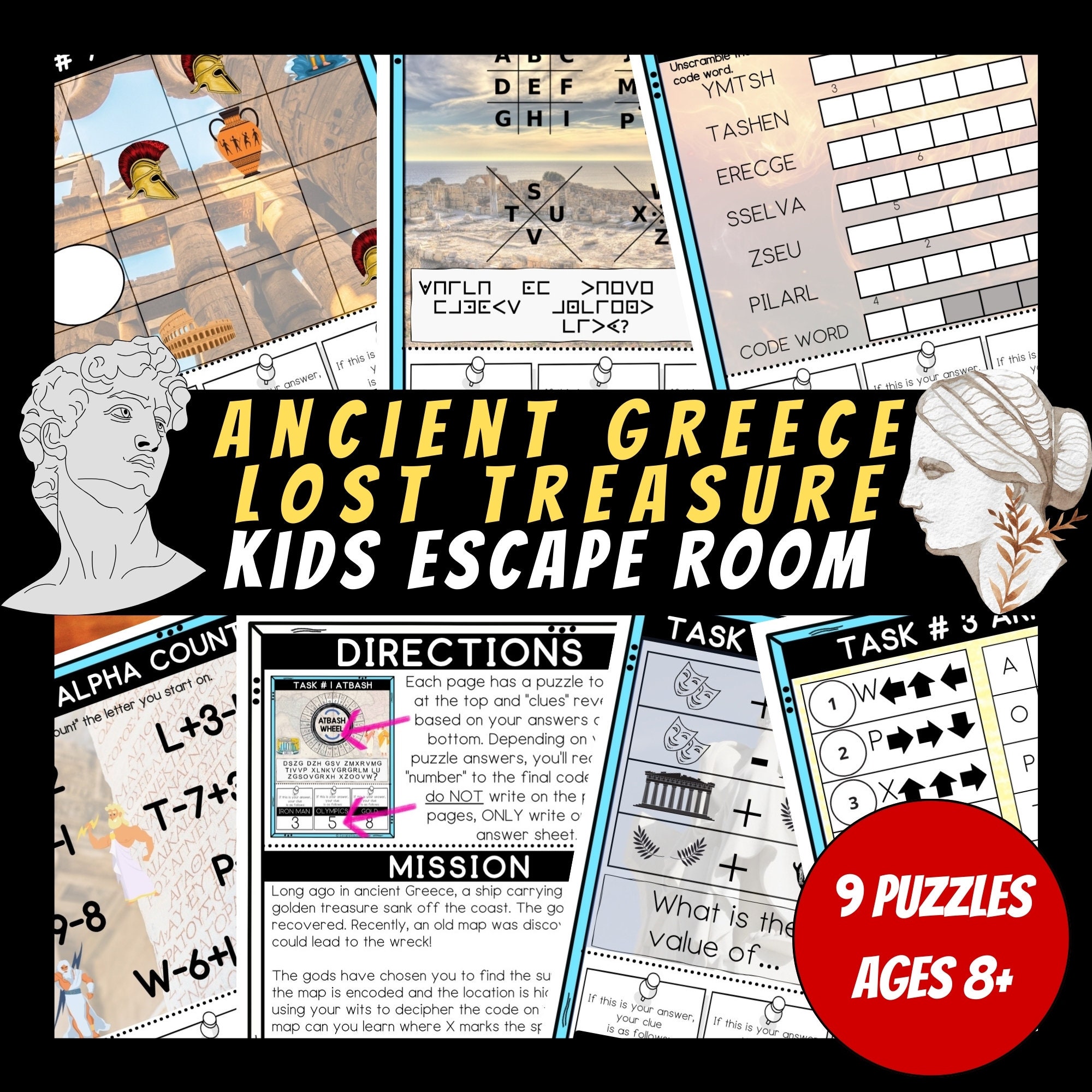 Printable Ancient Greece Escape Room for Kids, Birthday Party Games ...